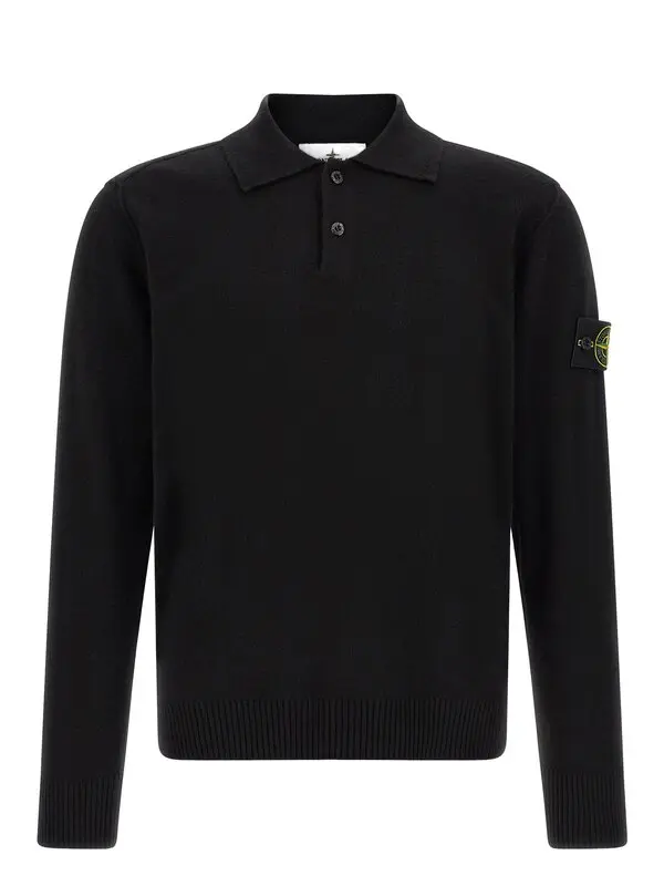 Stone Island Badge Polo Shirt - Black