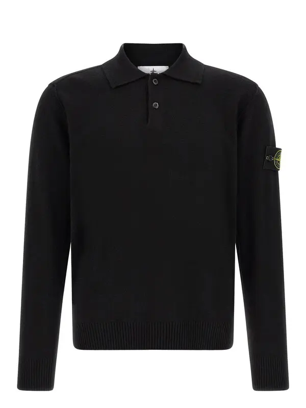 Stone Island Badge Polo Shirt - Black