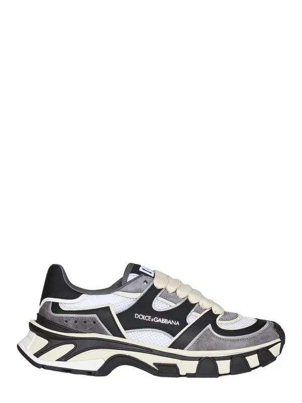 Dolce & Gabbana Black And White Nappa Calfskin Leather And Mesh Dg Country Road Sneakers - Multicolor