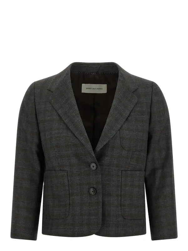 Dries Van Noten Bamis' Cropped Wool Blazer - Gray