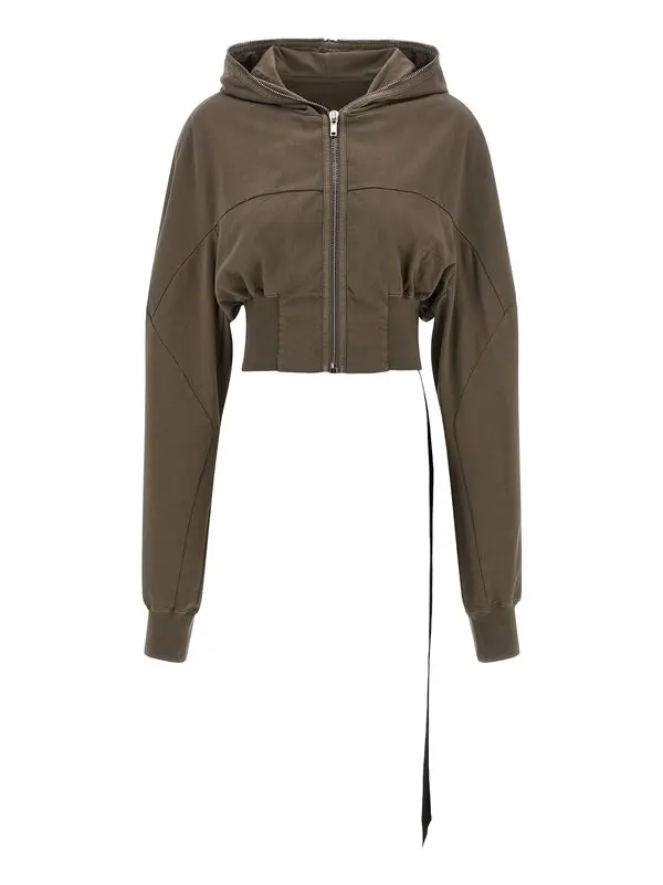 Rick Owens Collage Gimp Cropped Hoodie - Gray