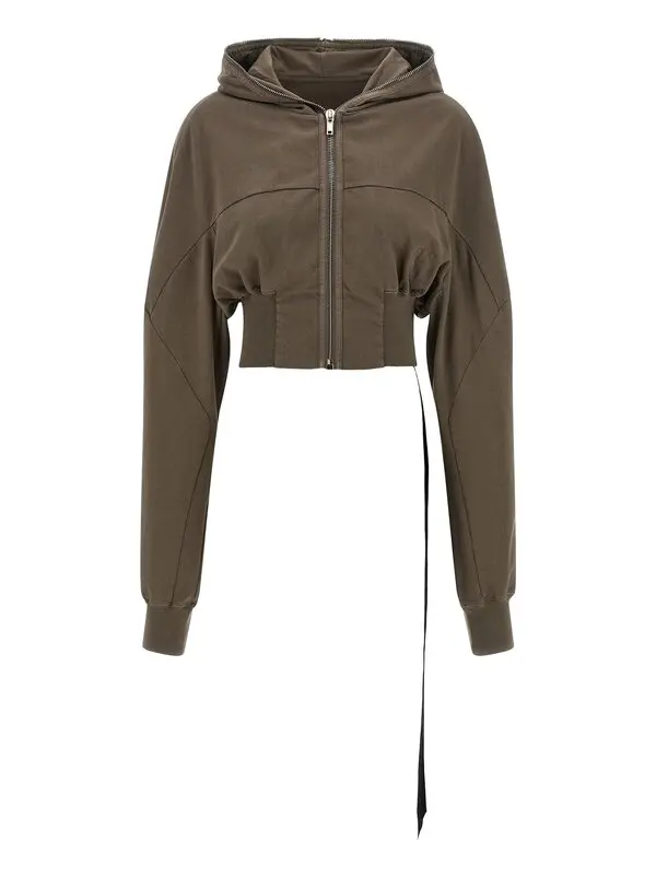 Rick Owens Collage Gimp Cropped Hoodie - Gray
