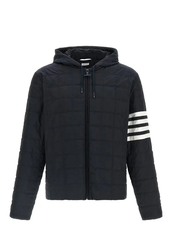 Thom Browne 4bar Ripstop Shiny Quilted Hooded Jacket - Blue