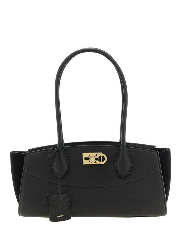FERRAGAMO Studio Soft East West Shoulder Bag - Black