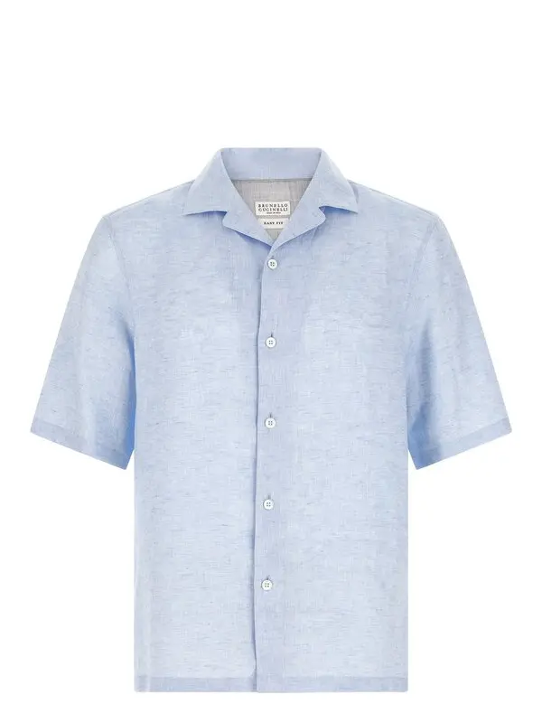 Brunello Cucinelli Camp Collar Shirt - Blue