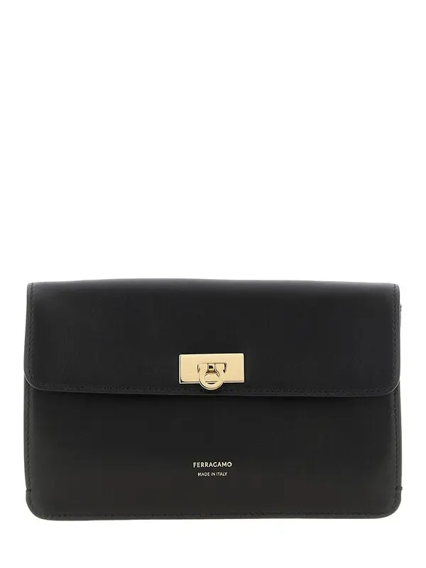 FERRAGAMO Harley Gancini Clutch - Black