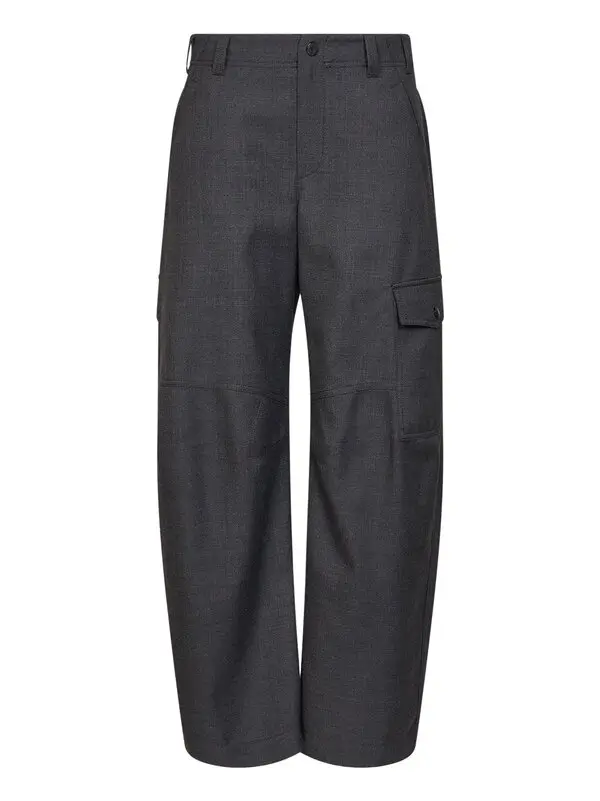 Brunello Cucinelli Dark Grey Virgin Wool Twill Barrel Cargo Trousers - Multicolor
