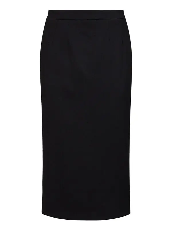 Dolce & Gabbana Black Stretch Wool Midi Pencil Skirt - Multicolor