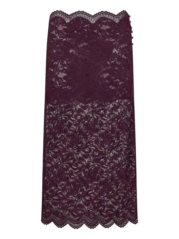 Rabanne Layered Stretch Lace Midi Skirt - Multicolor