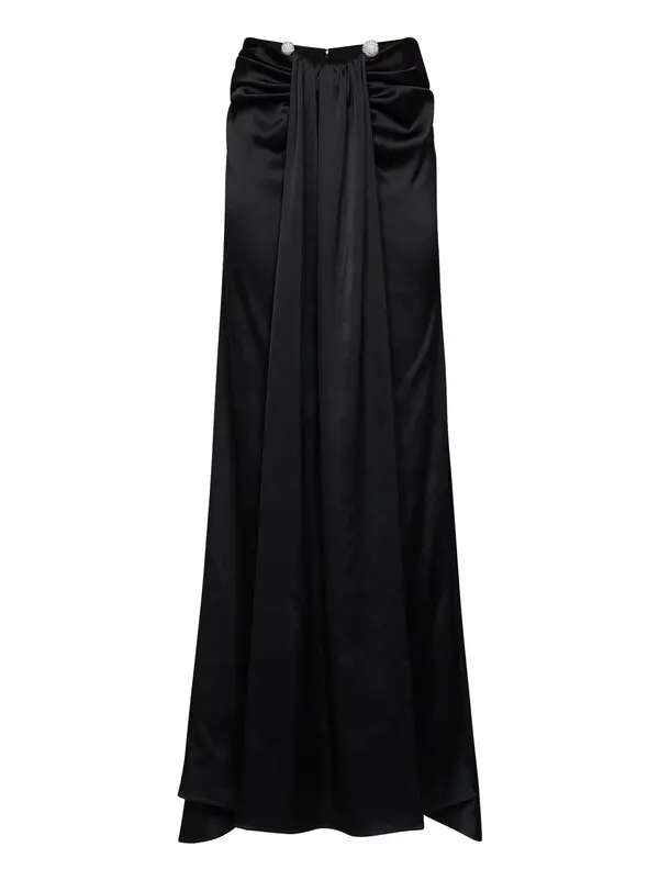 Giuseppe Di Morabito Black Satin Maxi Skirt With Crystal Embellishment - Multicolor