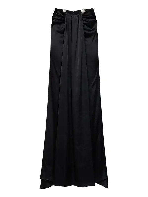 Giuseppe Di Morabito Black Satin Maxi Skirt With Crystal Embellishment - Multicolor