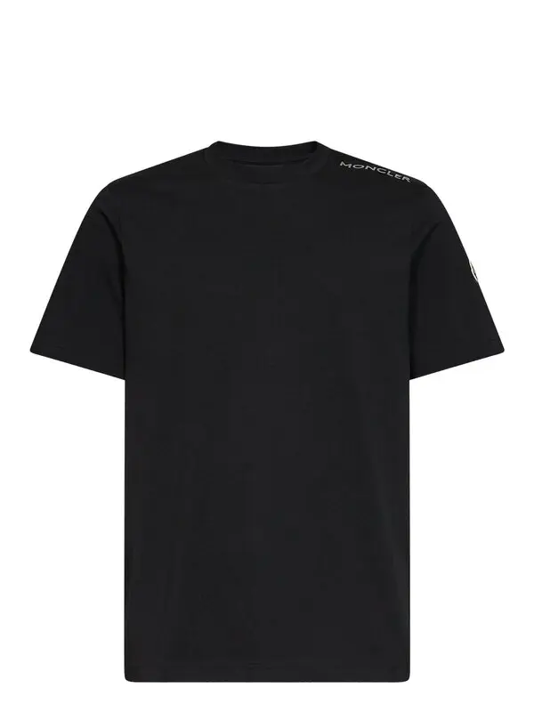 Moncler Black Cotton Jersey Crewneck T-shirt With Logo - Multicolor