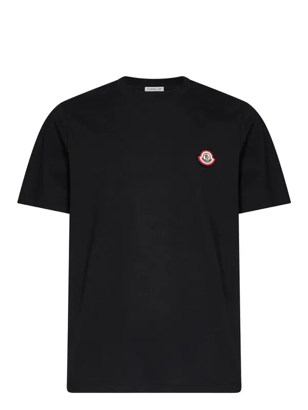 Moncler Black Cotton Jersey T-shirt With Logo - Multicolor