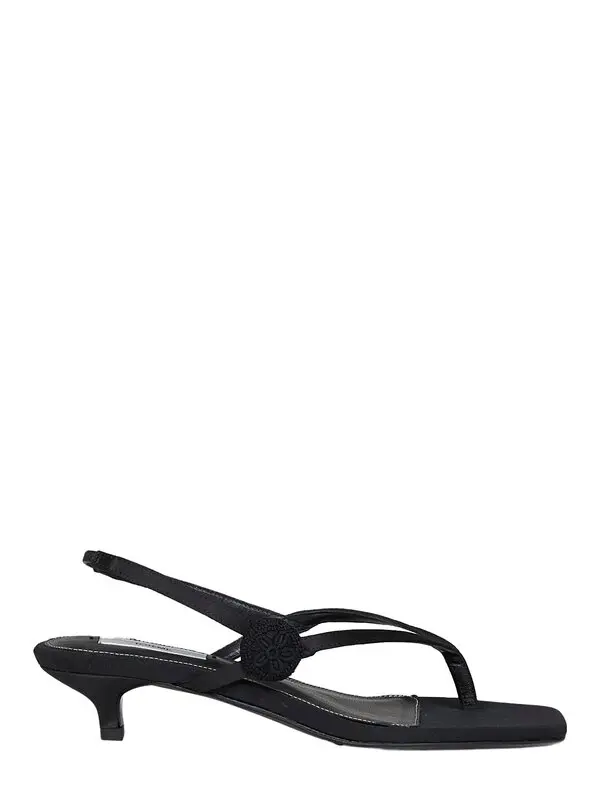 TOTEME Black Satin Flip Flops Slingback Sandals - Multicolor