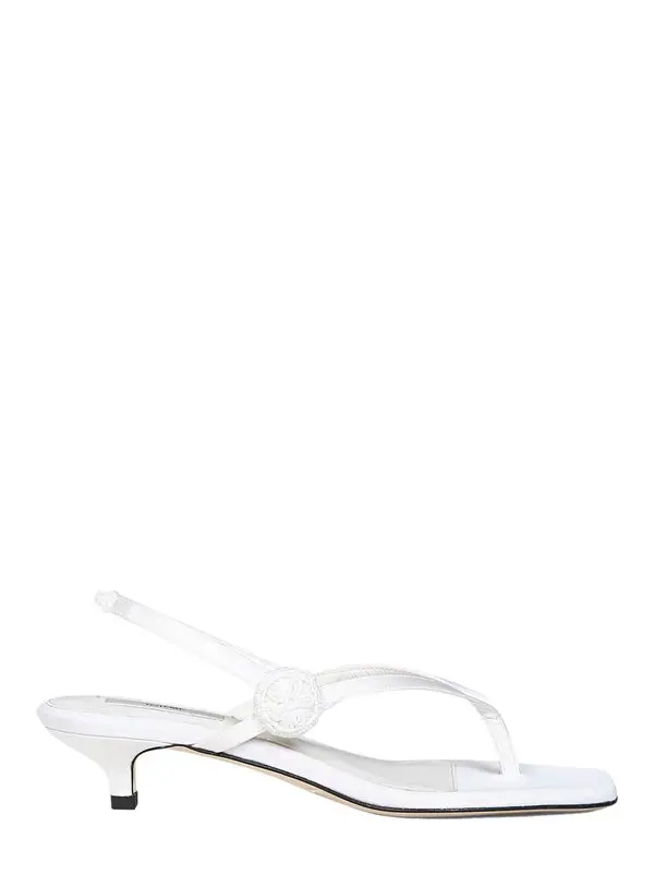 TOTEME Ecru Satin Flip Flops Slingback Sandals - Multicolor