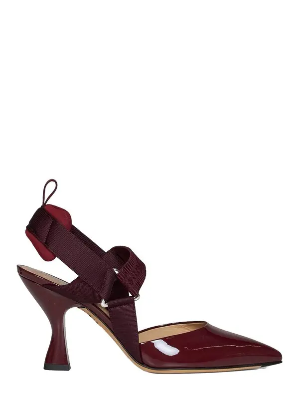 Fendi Burgundy Patent Leather Colibrì Slingbacks - Multicolor