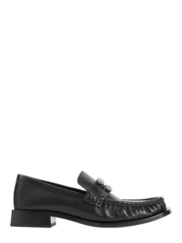 ROGER VIVIER Crystal Strass Leather Loafer - Black