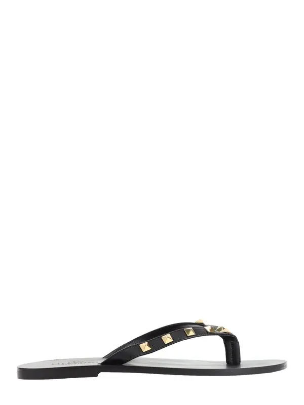Valentino Garavani Leather Thong Sandals - Black