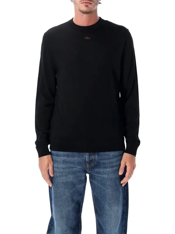 DIESEL® Logo Detail Wool Sweater - Nero