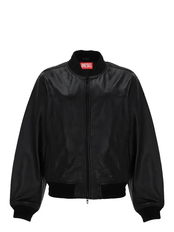 DIESEL® Leather Bomber Jacket - Black