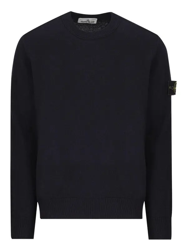 Stone Island Logo-patch Crew-neck Sweater - Navyblue