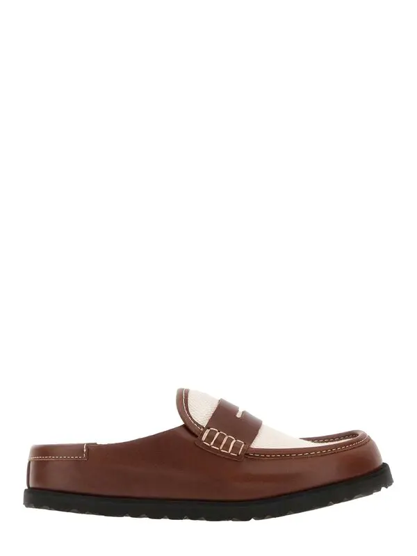 BIRKENSTOCK Two-tone Canvas And Nappa Leather Naples Slippers - Multicoloured
