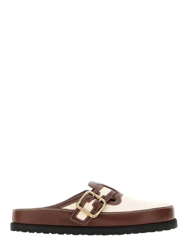 BIRKENSTOCK Two-tone Leather And Canvas Boston Slippers For - Multicoloured
