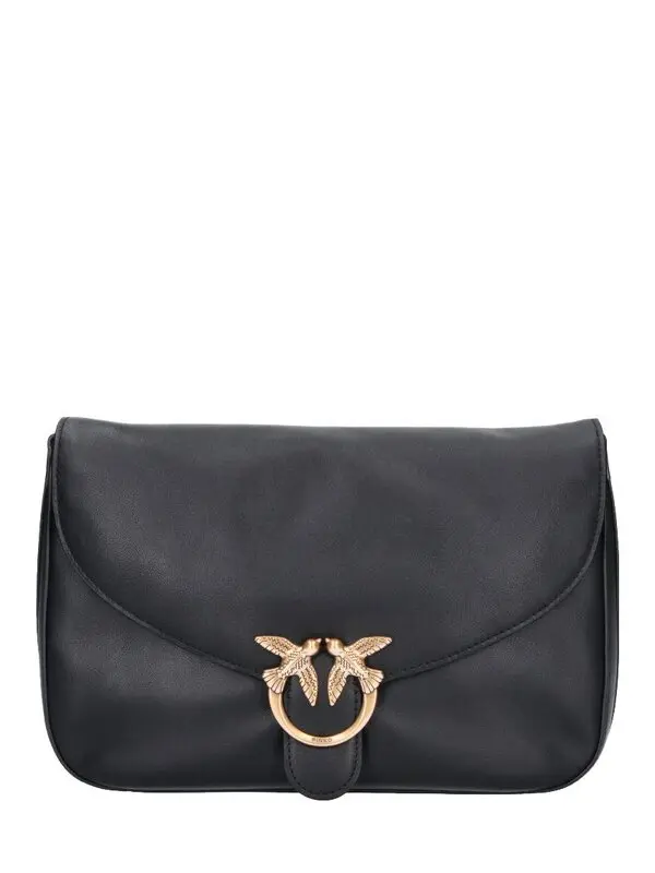Pinko Flap Shoulder Bag With Logo Hardware - Black
