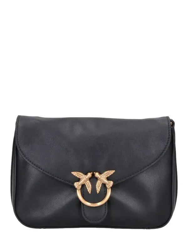 Pinko Leather Crossbody Bag With Bird Detail - Black