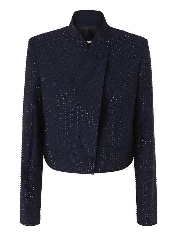 Pinko Tailored Jacket In Polyester-viscose Blend - Navy