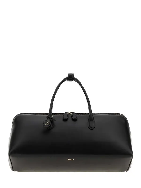 Alaïa Mini Delta Leather Handbag With Golden Hardware - Black