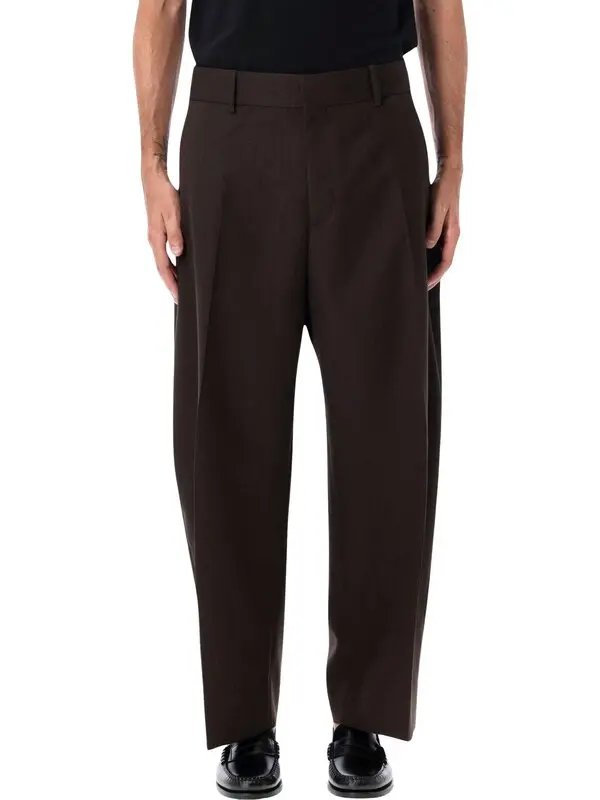 Studio Nicholson Tailored Wool Wide-leg Trousers - Coffee