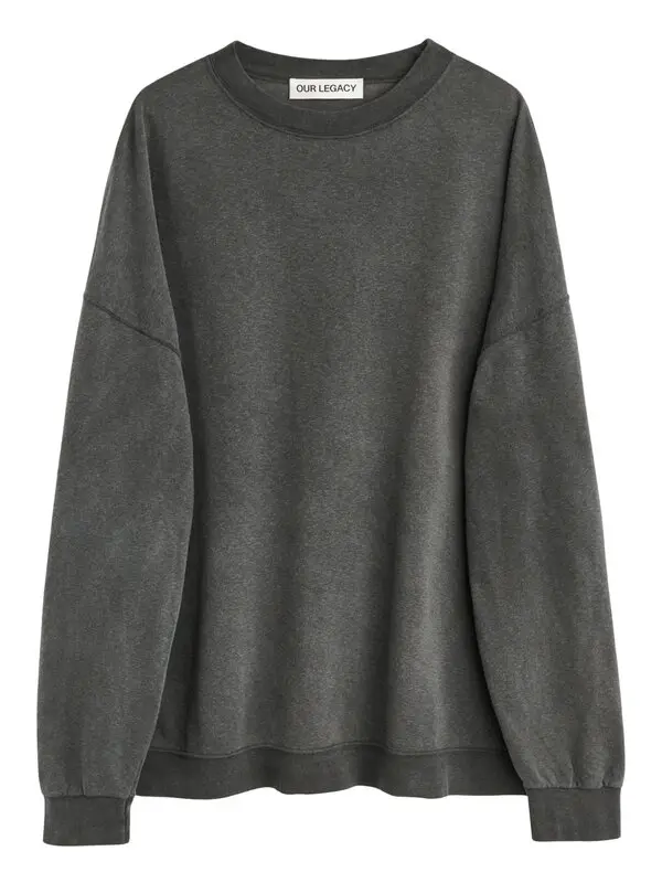 Our Legacy Washed Cotton-linen Blend Crewneck Sweater - Black