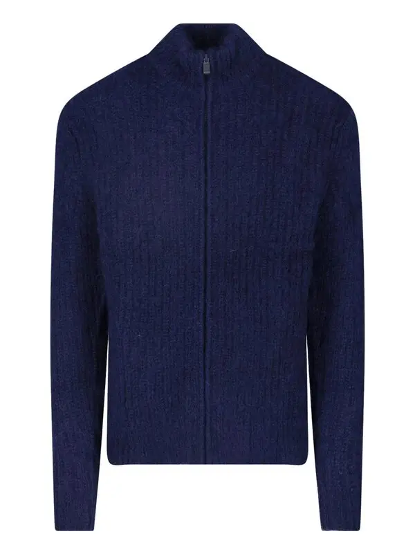 Aspesi Zip-front Mock Neck Sweater - Blue