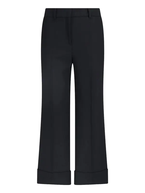 Incotex Tailored Wide-leg Cuff Hem Trousers - Black