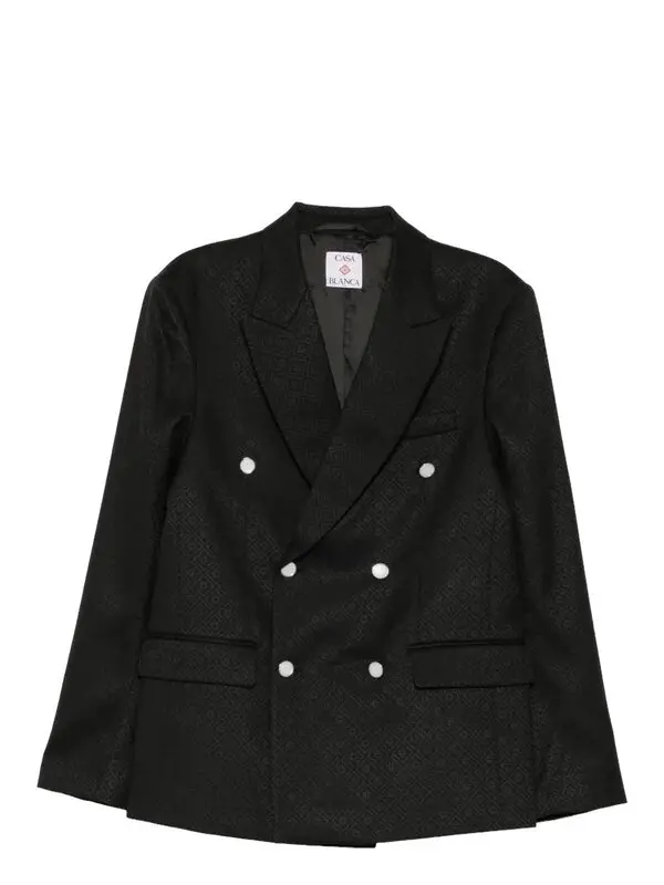 Casablanca Double-breasted Monogram Suit Jacket - Darknavy