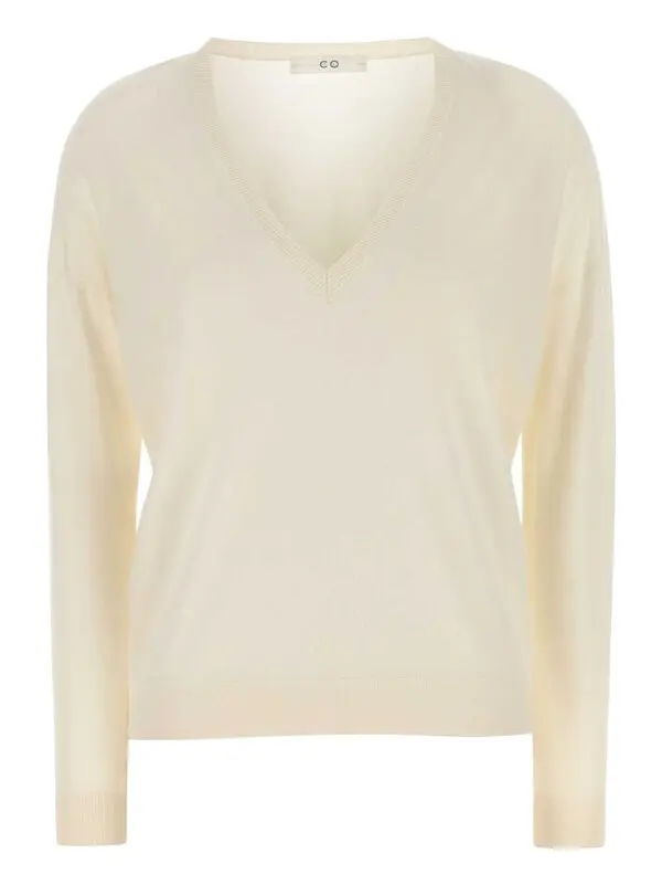Co 100% Cashmere Crewneck Sweater - White