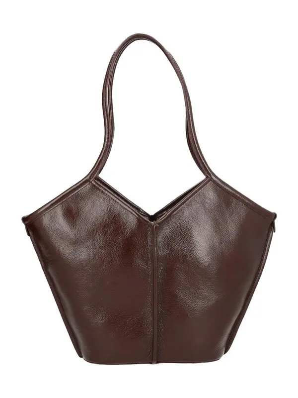 Hereu Structured Leather Shoulder Bag - Brown