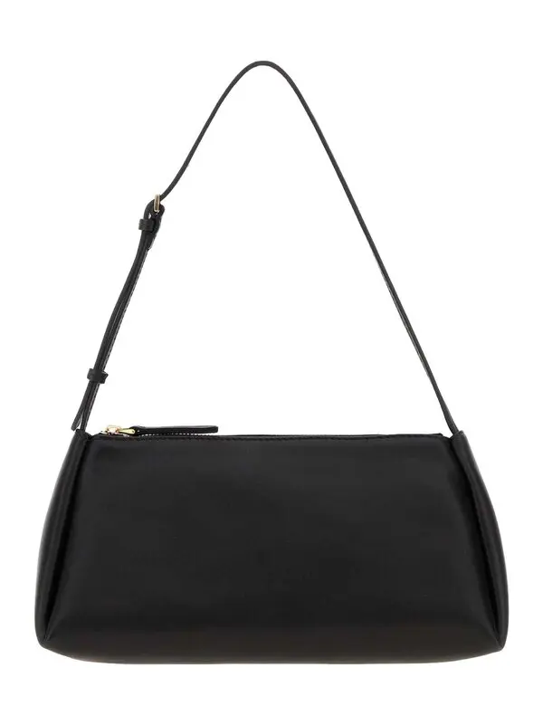 Calvin Klein Leather Shoulder Handbag With Adjustable Strap - Black
