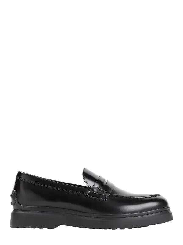 TOD'S Leather Platform Loafers - Black