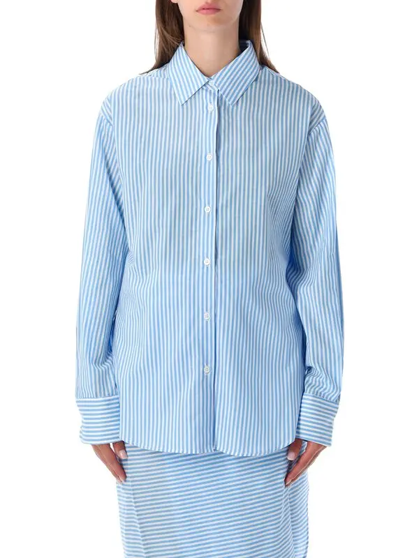 THE FRANKIE SHOP Oversized Striped Cotton Button-up Shirt - Blue/white Stripe