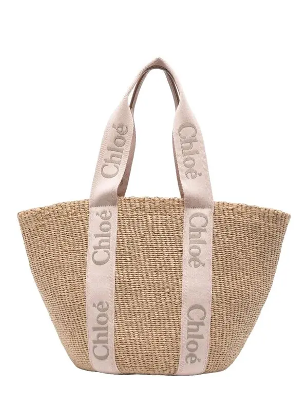 Chloé Raffia Bucket Shoulder Bag - Blushbeige