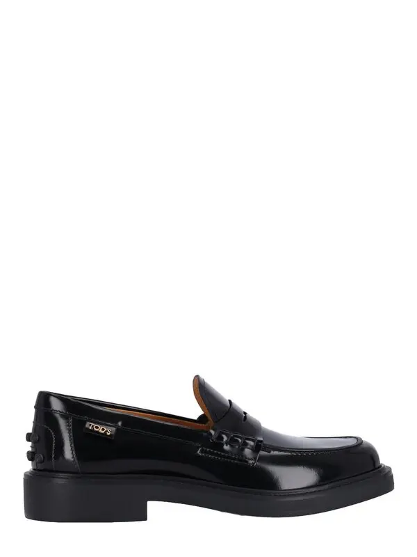 TOD`S Tod's Brushed Leather Platform Loafers - Black