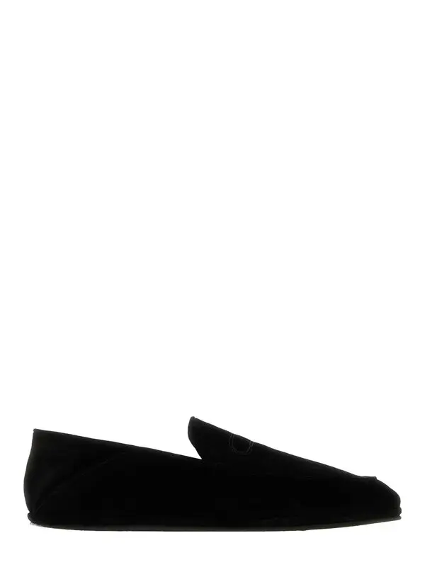 John Lobb Kingston Ii Suede Leather Loafers With Rubber Sole - Black