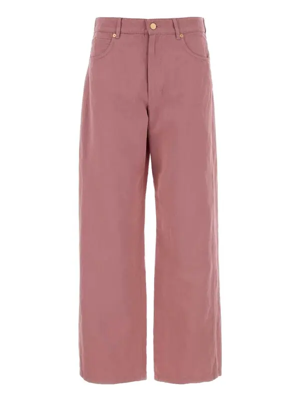 WEEKEND MAXMARA Cotton-linen Tailored Wide-leg Trousers - Pink