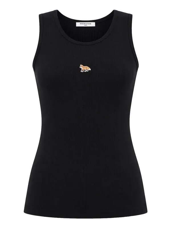 Maison Kitsuné Baby Fox Motif Ribbed Tank Top - Black