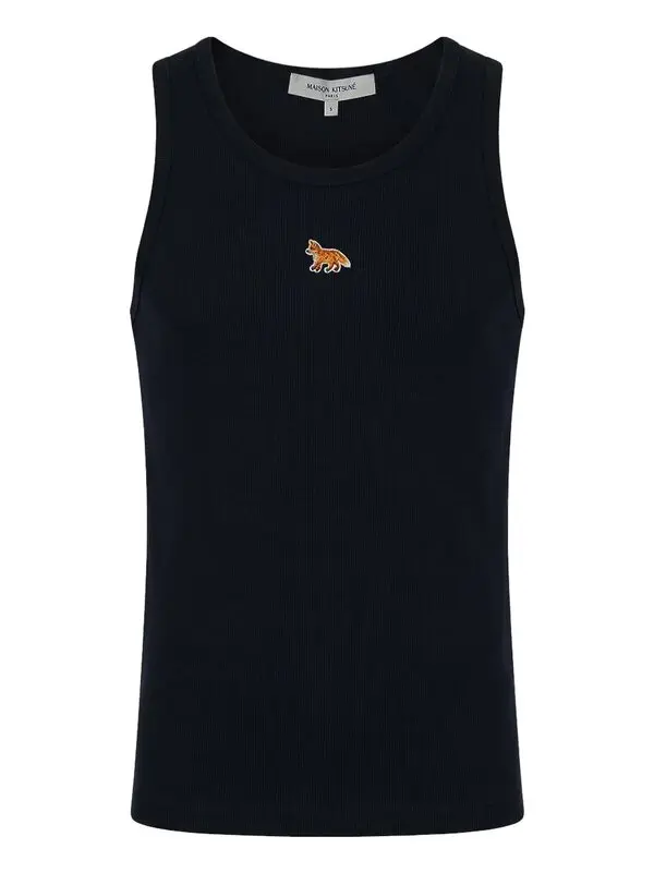 Maison Kitsuné Baby Fox Motif Ribbed Tank Top - Black