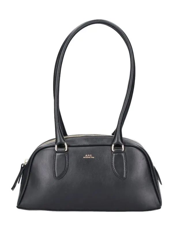 A.p.c. Structured Cow Leather Shoulder Bag - Black