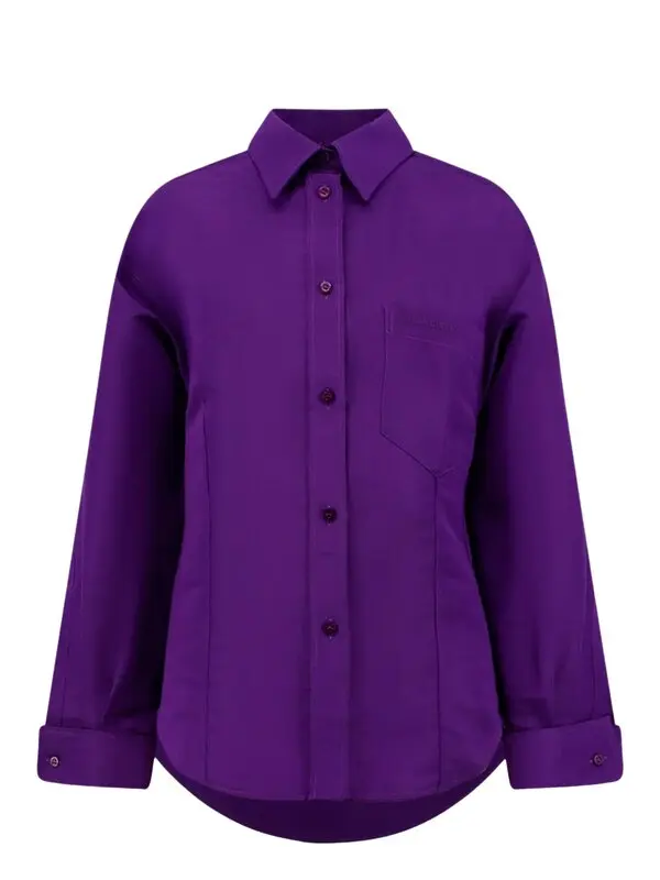 Balenciaga Button-front Shirt With Patch Pocket - Violet