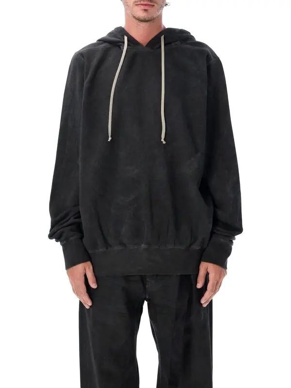 Rick Owens Distressed Pullover Hoodie - Faded Black